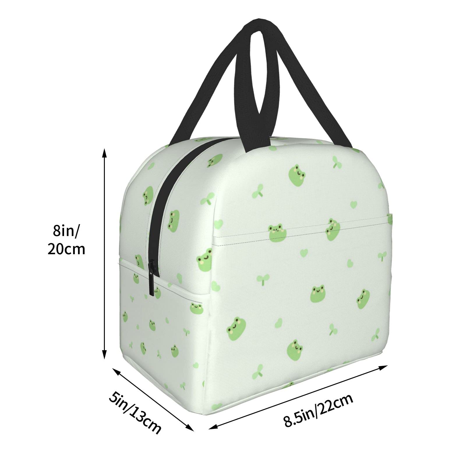 carati Insulated Lunch Bag for Women, Cooler Tote Reusable Lunch Box Container For Work Office Picnic Little Green Frog Cute