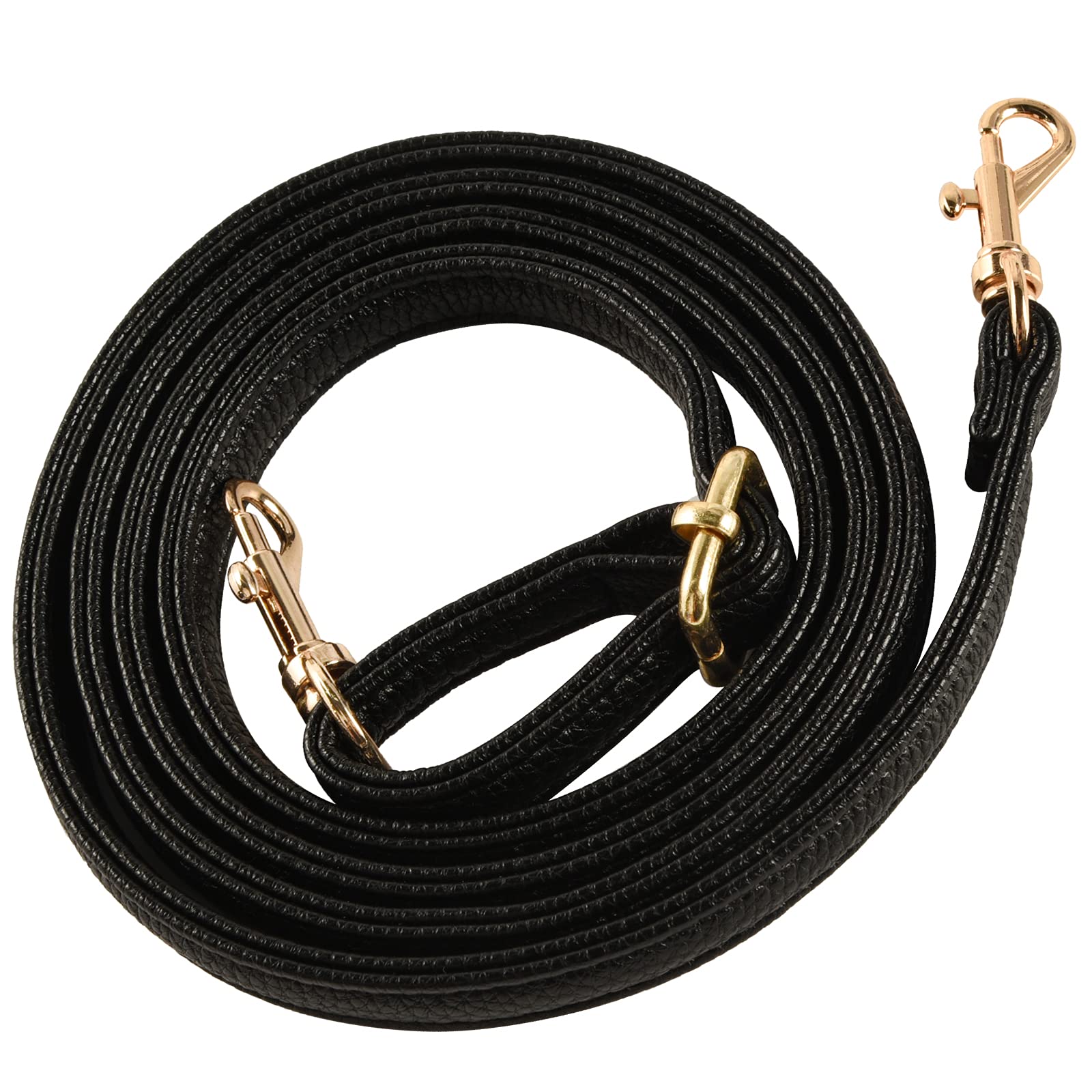 Lystaii Purse Straps Replacement Adjustable Leather Shoulder Purse Straps Replacement for Little Pouch Crossbody Shoulder Bags Black/Gold 51 Inch Long (0.5 Inch Wide)