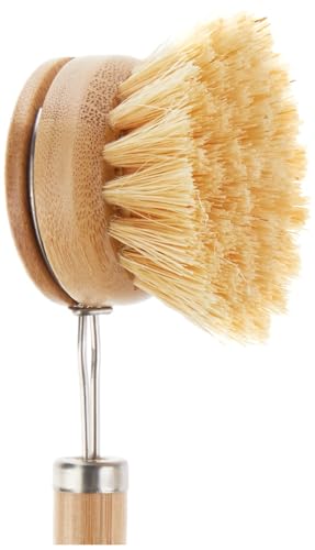 Tieralia 5-Piece Eco-Friendly Bamboo Dish Brush Set with Compostable Wood Pulp Sponges | Bamboo Kitchen Cleaning Set