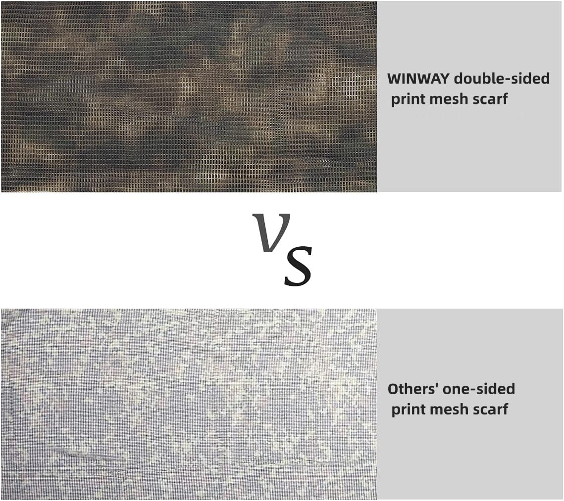 WINWAY Sniper Veil Camo Scarf Double Printing Tactical Military Camouflage Mesh Scarves for Hunting Shooting Wild Photography