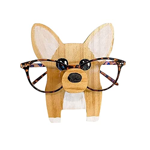 Yaoercty Delivered Before Christmas - Cute Creative Animal Glasses Rack Holder, 1PC Cute Wooden Animal Shaped Glasses Frame Home Office Desktop Decor,Valentine's Day (Khaki)