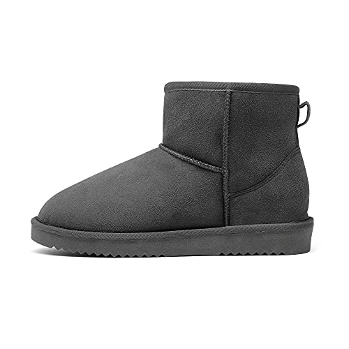 DREAM PAIRS Women's DSB214 Winter Snow Boots Classic Faux Fur Lined Slip On Ankle Boots Grey Size 10 M US