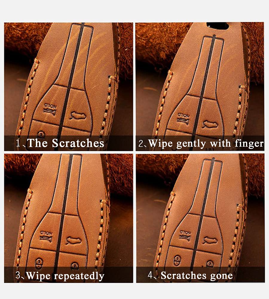 SANRILY Leather Key Fob Cover for Volvo XC60 XC90 S90 V90 2019 2020 2021 Keyless Entry Remote Keychain Holder Full Protection Key Case Shell Brown