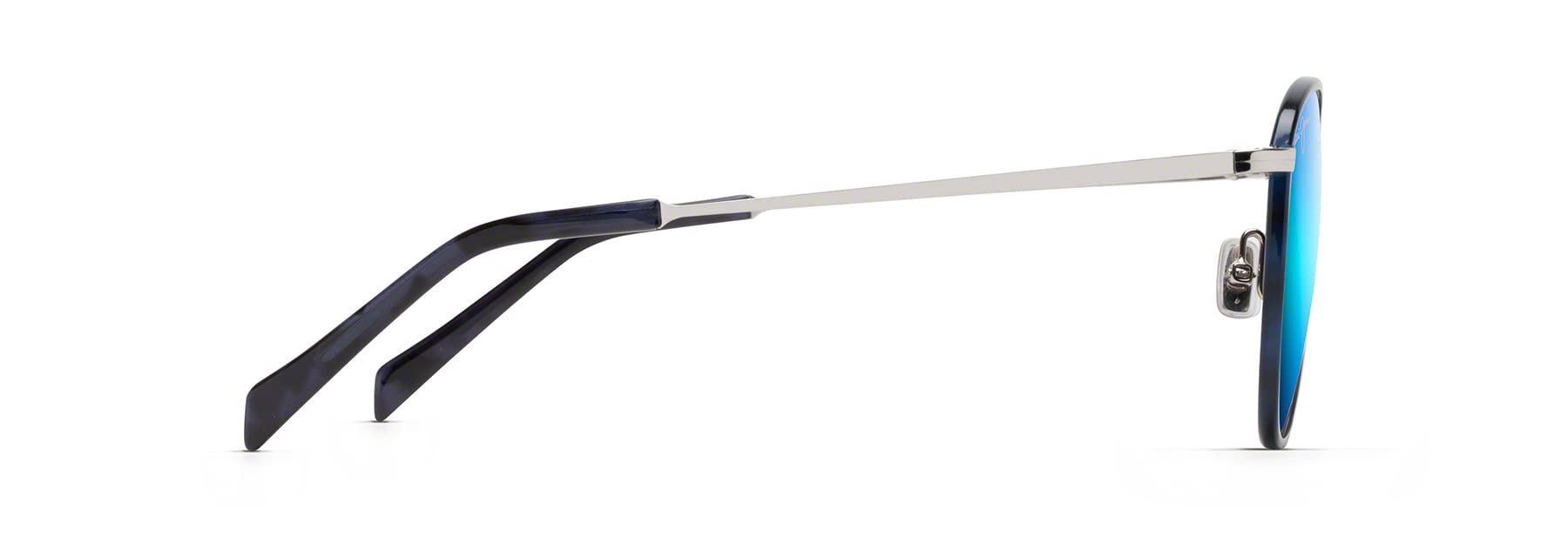 Maui Jim Men's and Women's Noni Polarized Classic Sunglasses, Navy w/Silver/Blue Hawaii, Medium