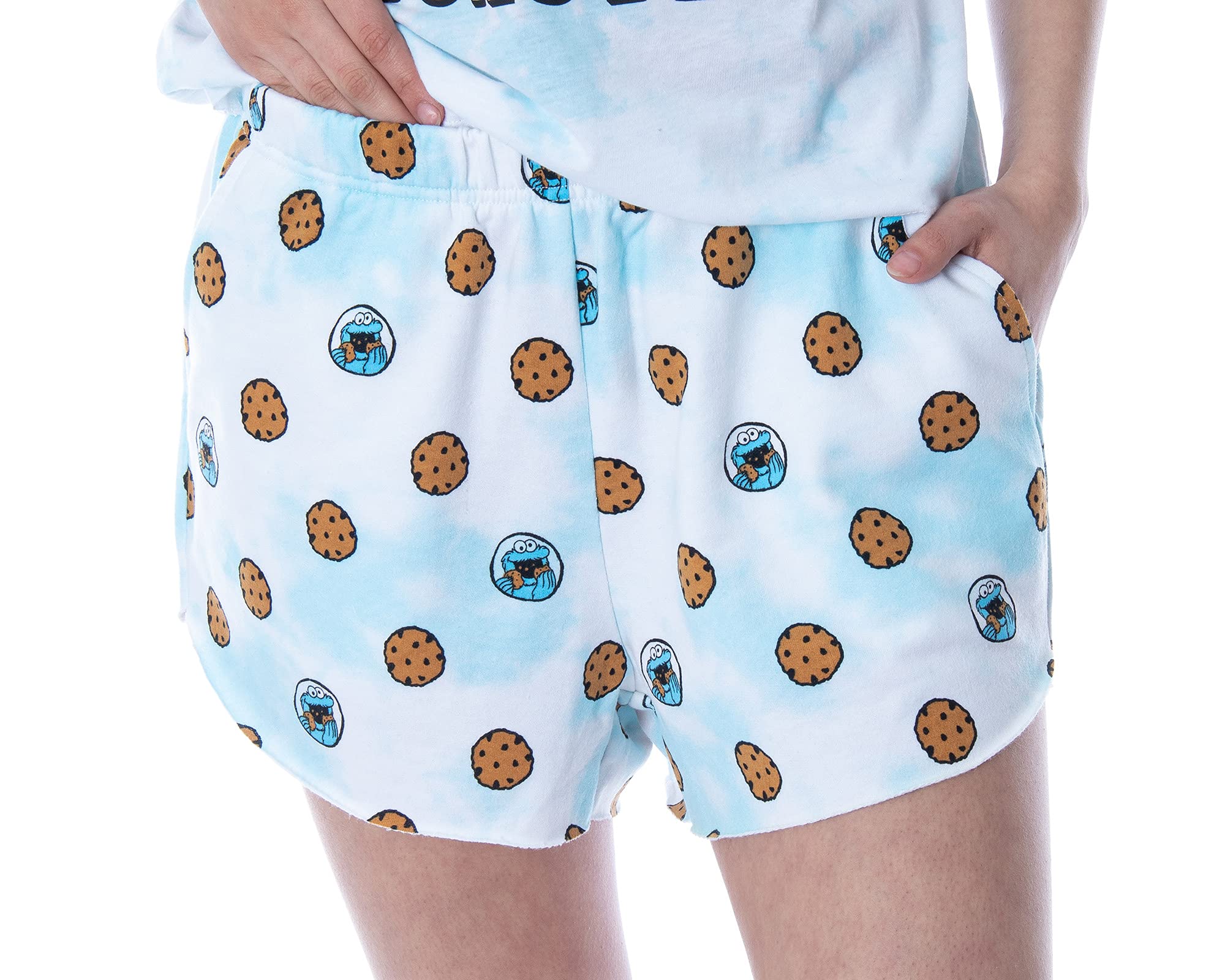 Sesame Street Womens' Cookie Monster Tie Dye Shirt Short Sleep Pajama Set (XL)