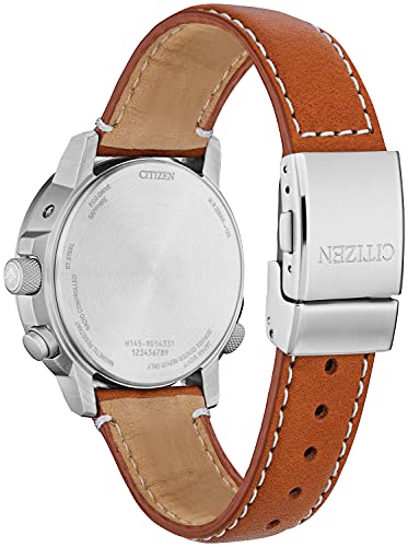 Citizen Men's Eco-Drive Promaster Air Skyhawk Atomic Time Keeping Watch in Super Titanium with Brown Leather Strap, Blue Dial (Model: CB0241-00L)