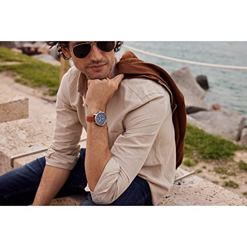Citizen Men's Eco-Drive Promaster Air Skyhawk Atomic Time Keeping Watch in Super Titanium with Brown Leather Strap, Blue Dial (Model: CB0241-00L)