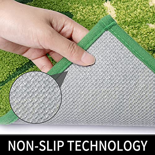 SIKIART Green Leaves Microfiber Absorbent Bath Mats,TPR Non Slip Backing,Machine Washable Plant Leaf Thick Carpet Decor Rug for Bathroom, Indoor, Doormat,Childrens Room Tub (Green Leaves, 16" x 24")