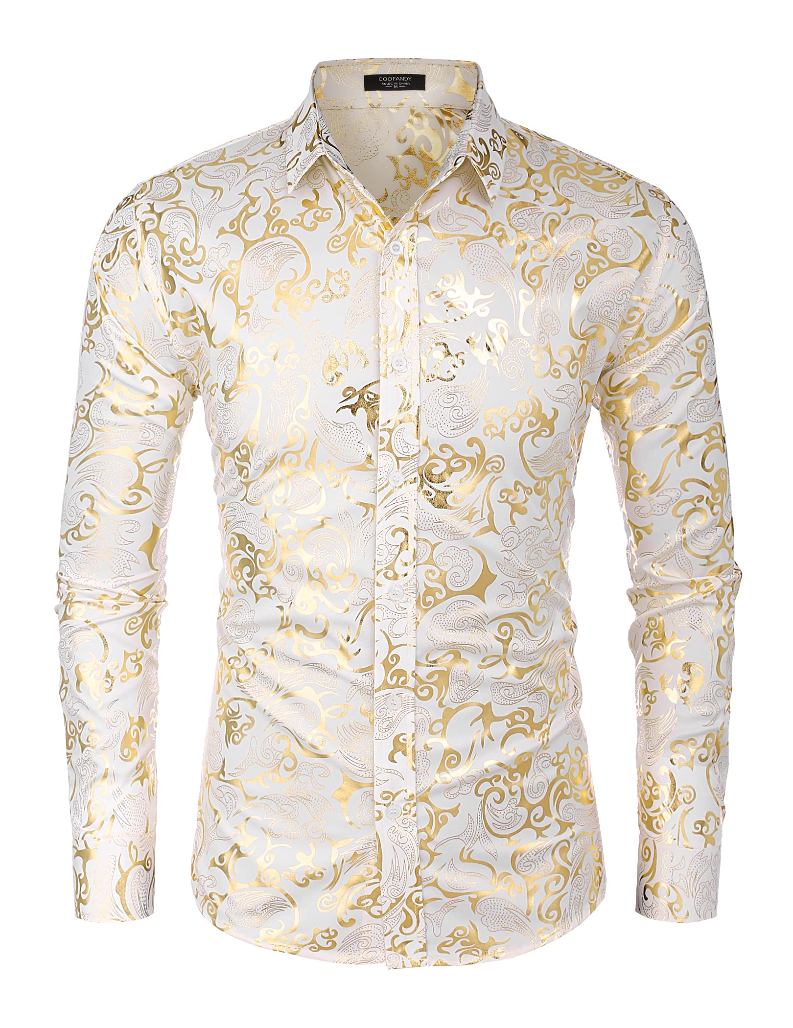 COOFANDY Men's Party Shirt Wedding Performance Valentine Tuxedo Slim Fit Shirts