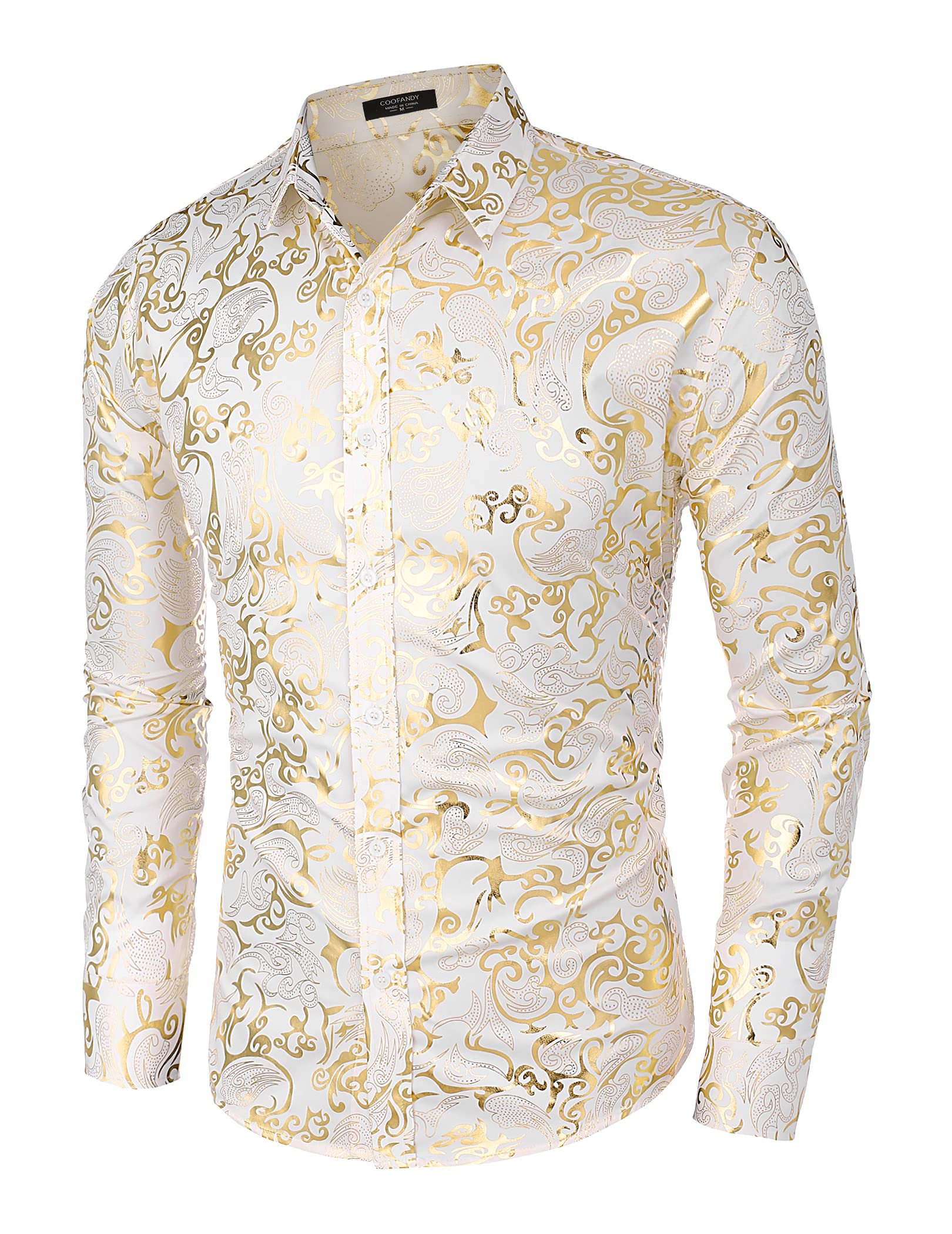 COOFANDY Men's Party Shirt Wedding Performance Valentine Tuxedo Slim Fit Shirts