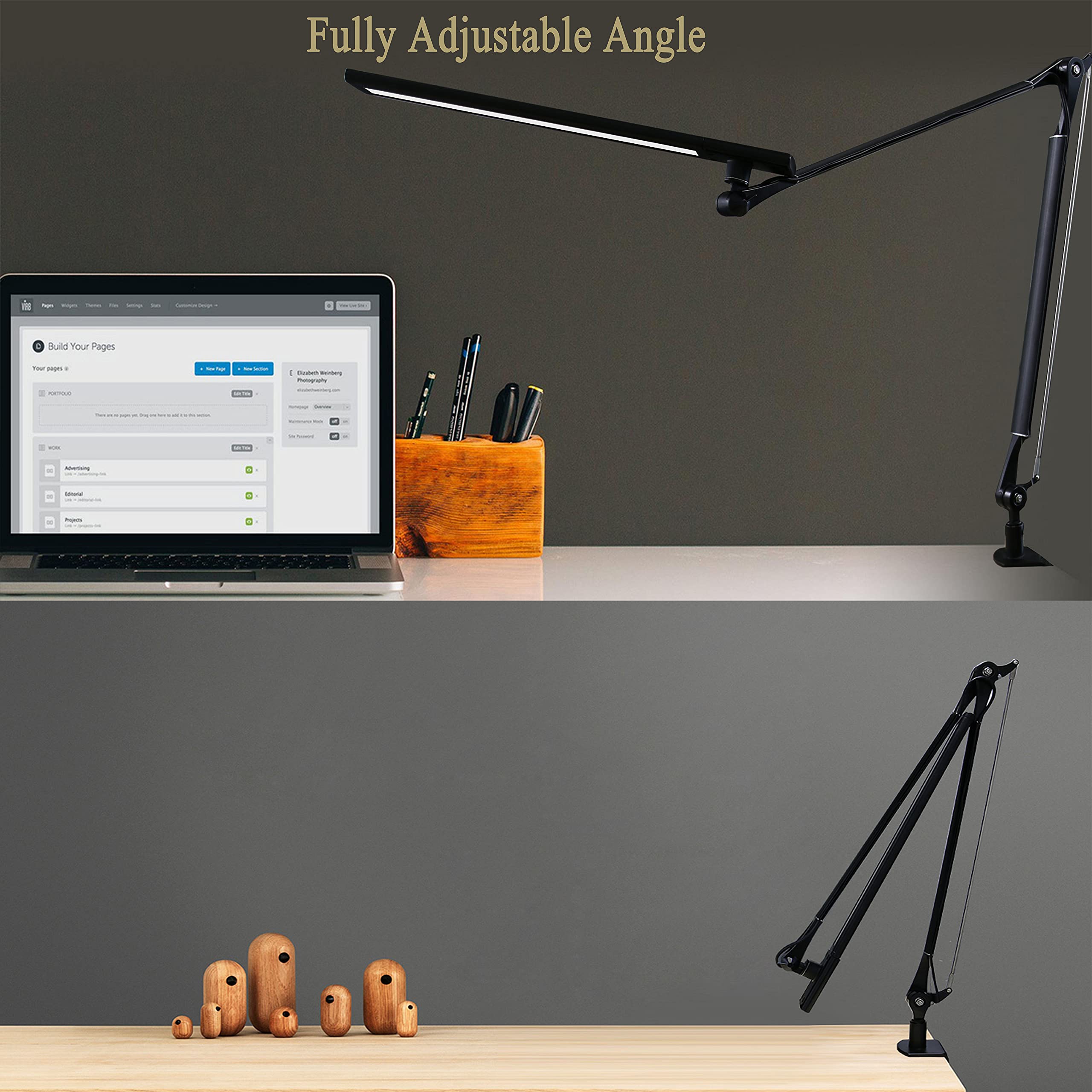 Tedgor LED Desk Lamp, Architect Task Lamp, 12W Eye-Caring Metal Swing Arm Dimmable Drafting Table Lamp with Clamp,Touch Control Desk Lamp, Study Reading Work Office Workbench