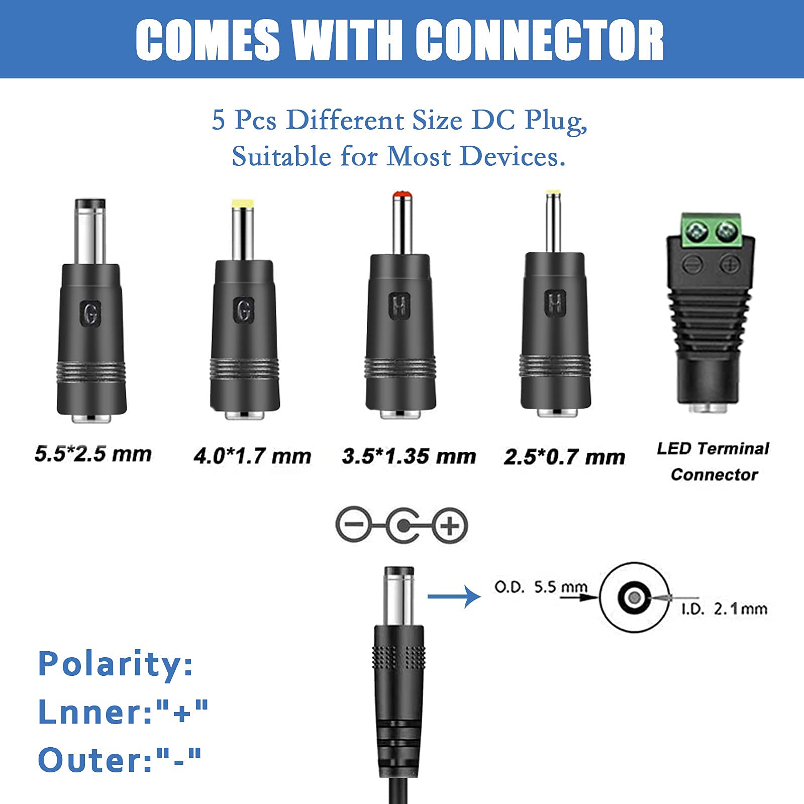 Gonine 12V 3A Power Supply Cord UL Certificate, 100V - 240V AC to DC 12 Volts 3A 2A Power Adapter for 12Vdc Wireless Router, Neck Shoulder Massager, LED Strip Lights, CCTV Cameras, Hard Drivers.