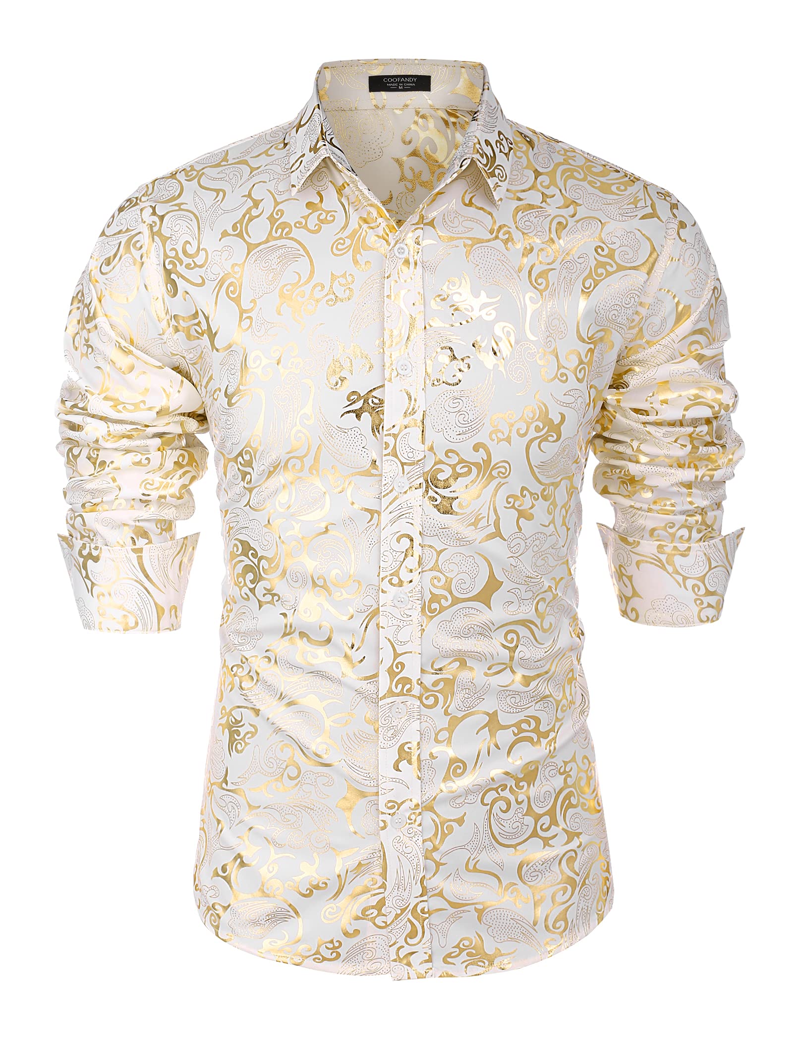 COOFANDY Men's Party Shirt Wedding Performance Valentine Tuxedo Slim Fit Shirts