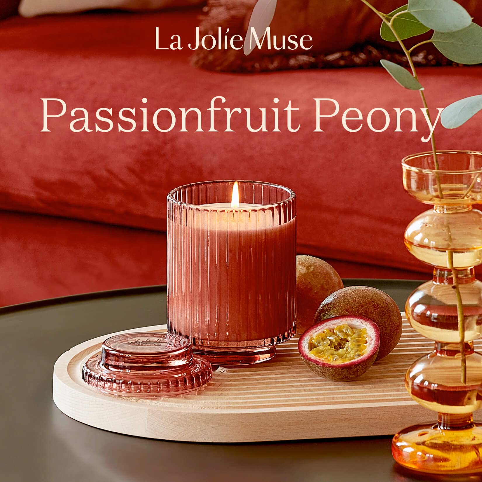 LA JOLIE MUSE Candles for Home Scented - Passionfruit Peony Scented Candle, Natural Soy Wax, 80 Hours Long Burning, Candles Gifts for Women, 12.3oz
