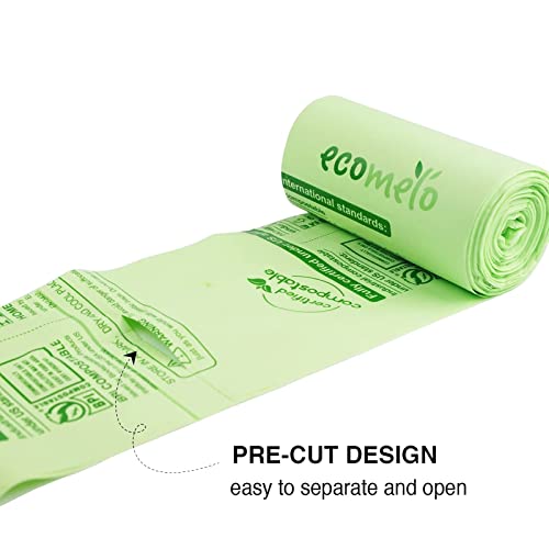 ecomelo Compostable Trash Bags, 3 Gallon/11.35 Liter, 100 count, Extra thick 0.71 Mils, Kitchen Food Scrap/Organic Waste Bags certified Biodegradable BPI ASTM D6400, HOME Compostable EN13432 & AS5810