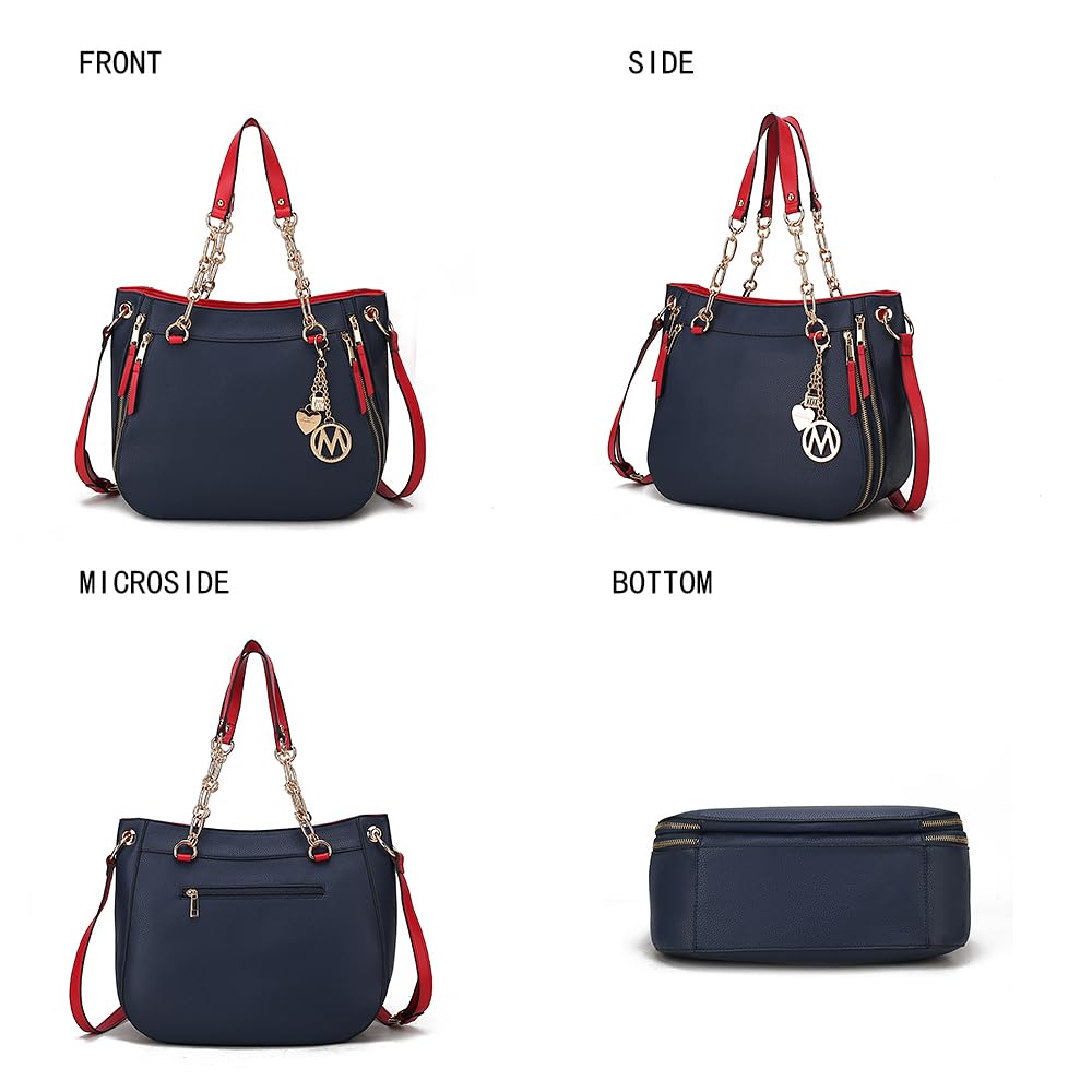 MKF Collection Tote Handbag with Wristlet Wallet, Vegan Leather Crossover Women’s Shoulder bag Purse Baby Blue by Mia K