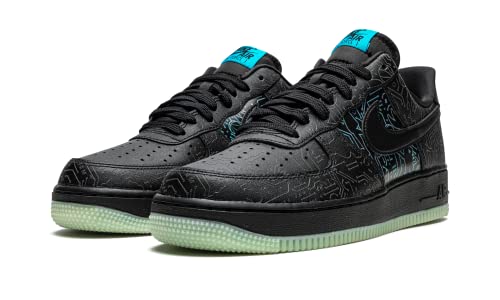 Nike Men's Air Force 1 Low Space Jam Computer Chip, Black/Light Blue Fury/Black, 9