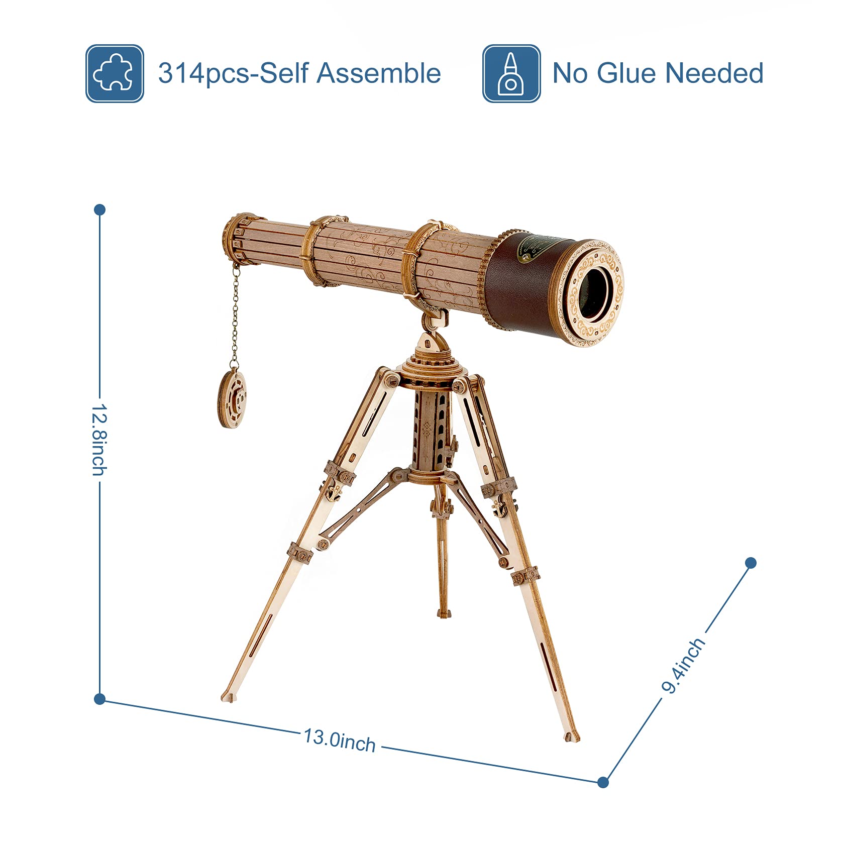 ROKR 3D Wooden Puzzles Monocular Telescope Model Building DIY Science Kit Birthday Gift for Adults and Teens Cool Display Item