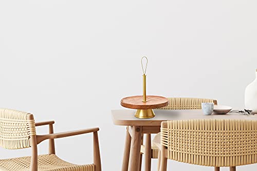 Creative Co-Op Elegant Modern, Cake Desert Serve Ware Stand, Natural & Gold Tiered Tray, Natural and Gold
