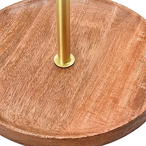 Creative Co-Op Elegant Modern, Cake Desert Serve Ware Stand, Natural & Gold Tiered Tray, Natural and Gold