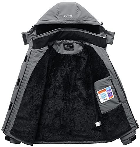 DLGJPA Women's Mountain Waterproof Ski Jacket Detachable Hood Windproof Rain Winter Warm Snow Coat