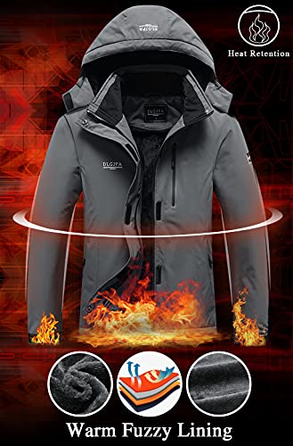 DLGJPA Women's Mountain Waterproof Ski Jacket Detachable Hood Windproof Rain Winter Warm Snow Coat