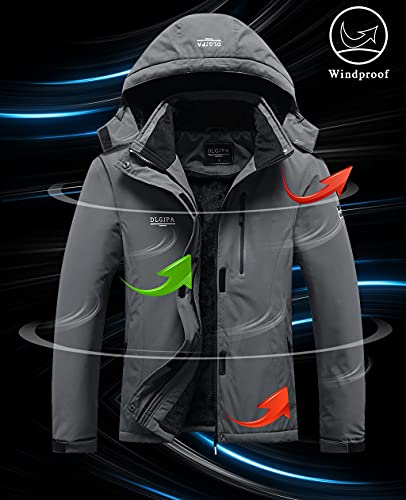 DLGJPA Women's Mountain Waterproof Ski Jacket Detachable Hood Windproof Rain Winter Warm Snow Coat
