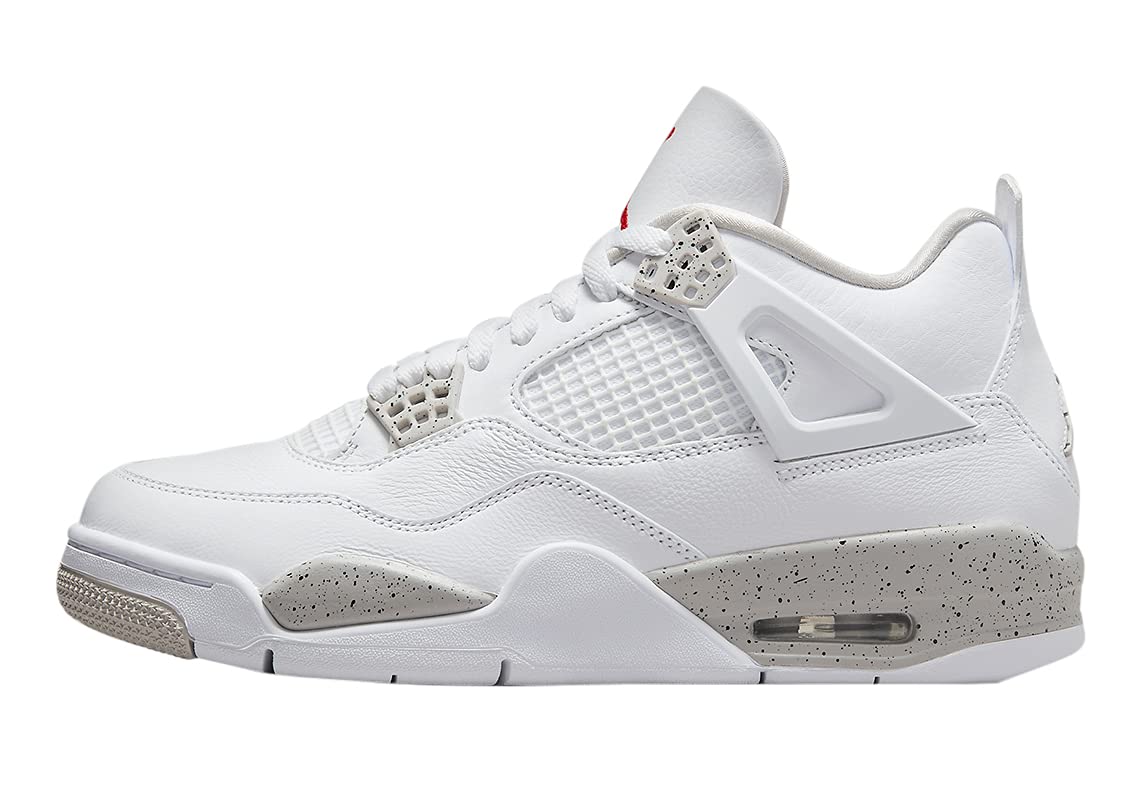 Nike Men's Air Jordan 4 Retro White Oreo, White/Tech Grey/Black/Fire Red, 9