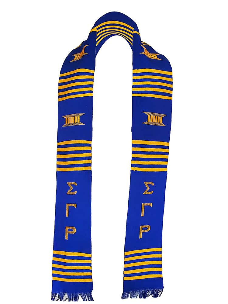 Dupsie's Blue and Gold Kente Cloth Stole/Sash. Sigma Gamma Rho Graduation