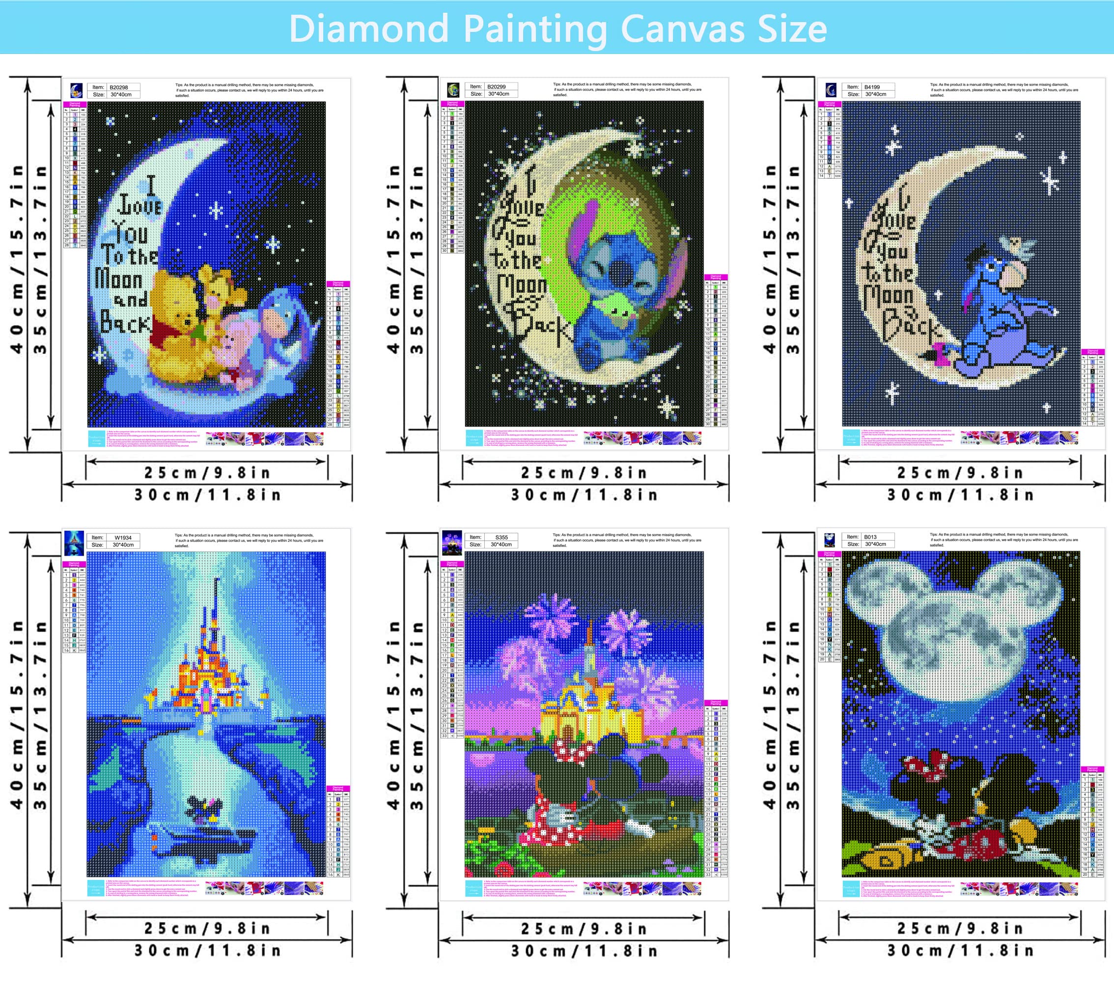 BOGVIAP Cartoon Diamond Painting,6 Pack Diamond Art,5D Diamond Painting Anime,Perfect for Home Wall Decoration 12x16 Inch