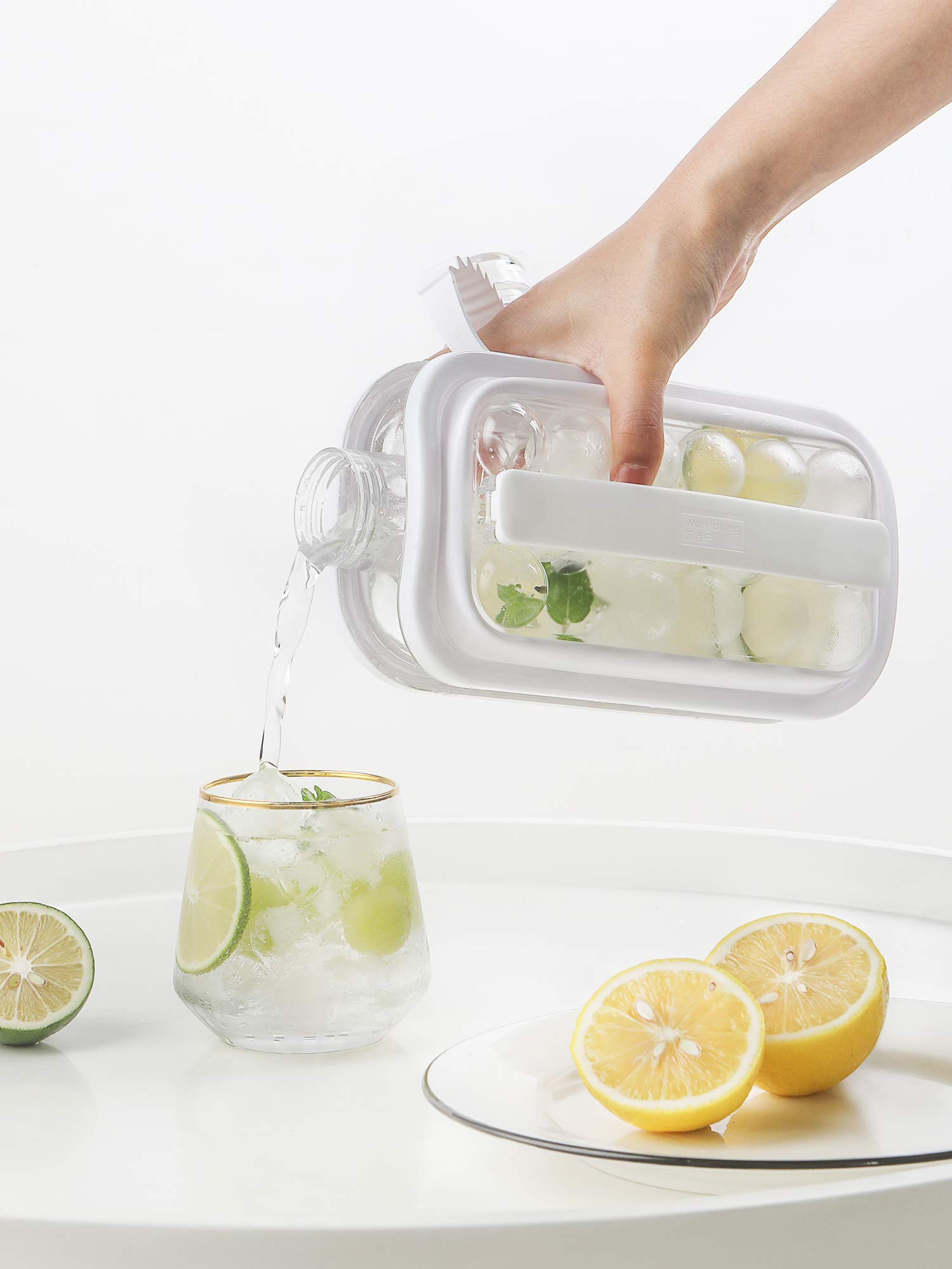 LittleStar Ice Cube Trays 2 in 1 Portable Ice Ball Maker Kettle With 17 Grids Flat Body Lid Cooling Ice Pop/Cube Molds For Hockey,Cocktail,Coffee,Whiskey,Champagne,Beer,Juice,Water (Gray)