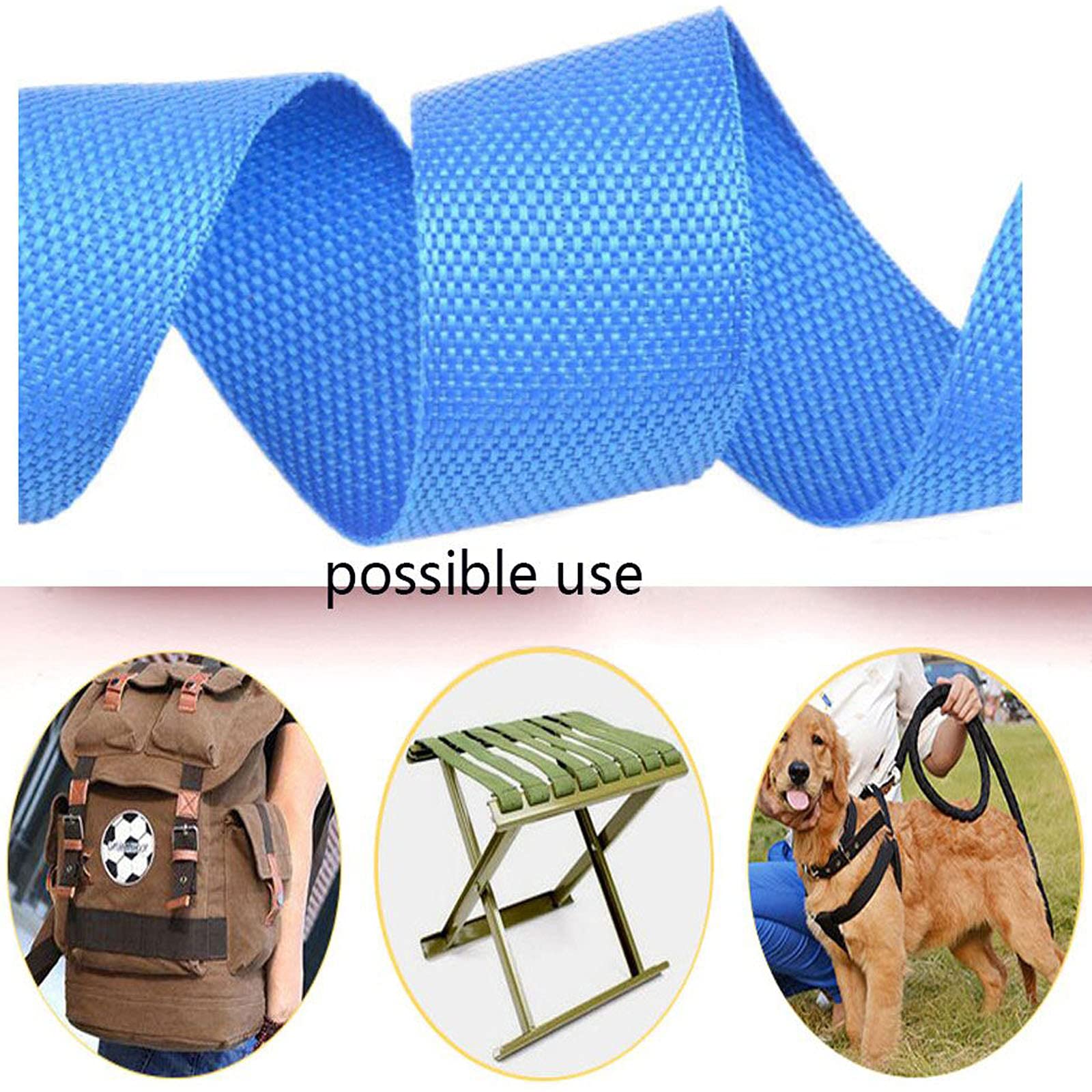 VIAILI Polypropylene Webbing Strap, Assorted Webbing 1 Inch, 8x2 Yards for Craft, DIY Key Chain Fob, Yoga Strap, Bag Handle, Backpack Strap, Webbing Belt, Pet Collar Leash. Great Lawn Chair Webbing