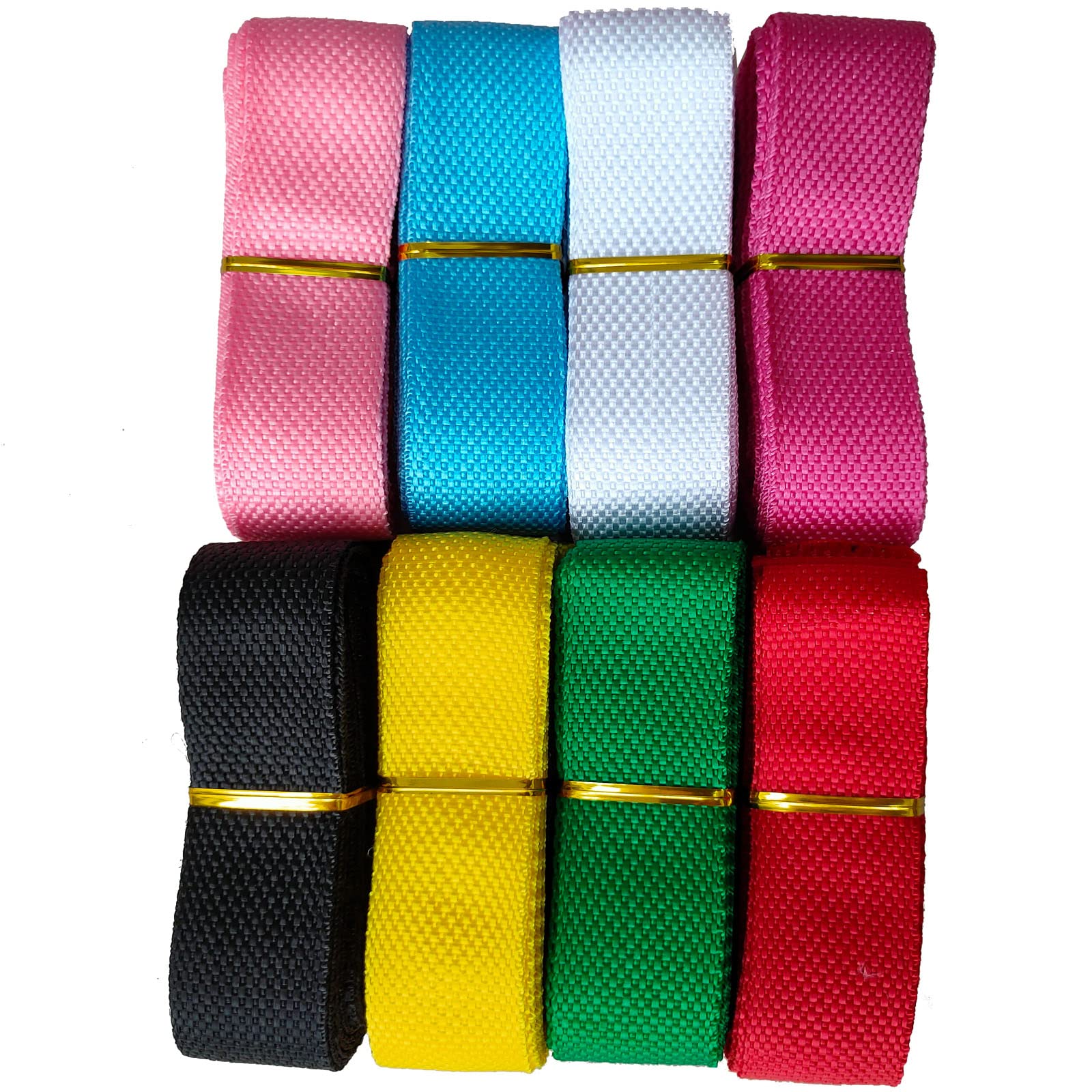 VIAILI Polypropylene Webbing Strap, Assorted Webbing 1 Inch, 8x2 Yards for Craft, DIY Key Chain Fob, Yoga Strap, Bag Handle, Backpack Strap, Webbing Belt, Pet Collar Leash. Great Lawn Chair Webbing
