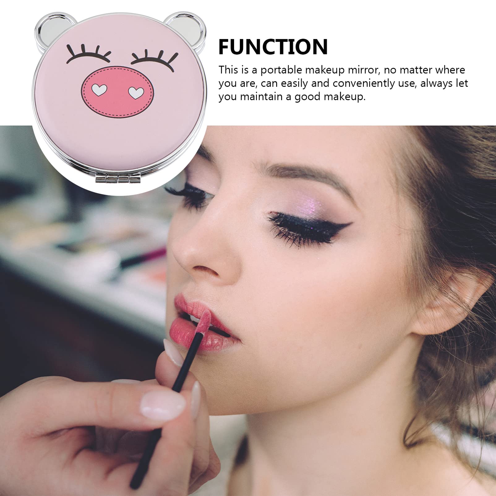 HEALLILY Womens Wallet Double- Sided Hand Mirror Pig Makeup Mirror Portable Foldable Double Sided Round Mirror Purse Handbag Cosmetic Mirror for Women Ladies Style 2 Compact Vanity Mirr Travel Wallet
