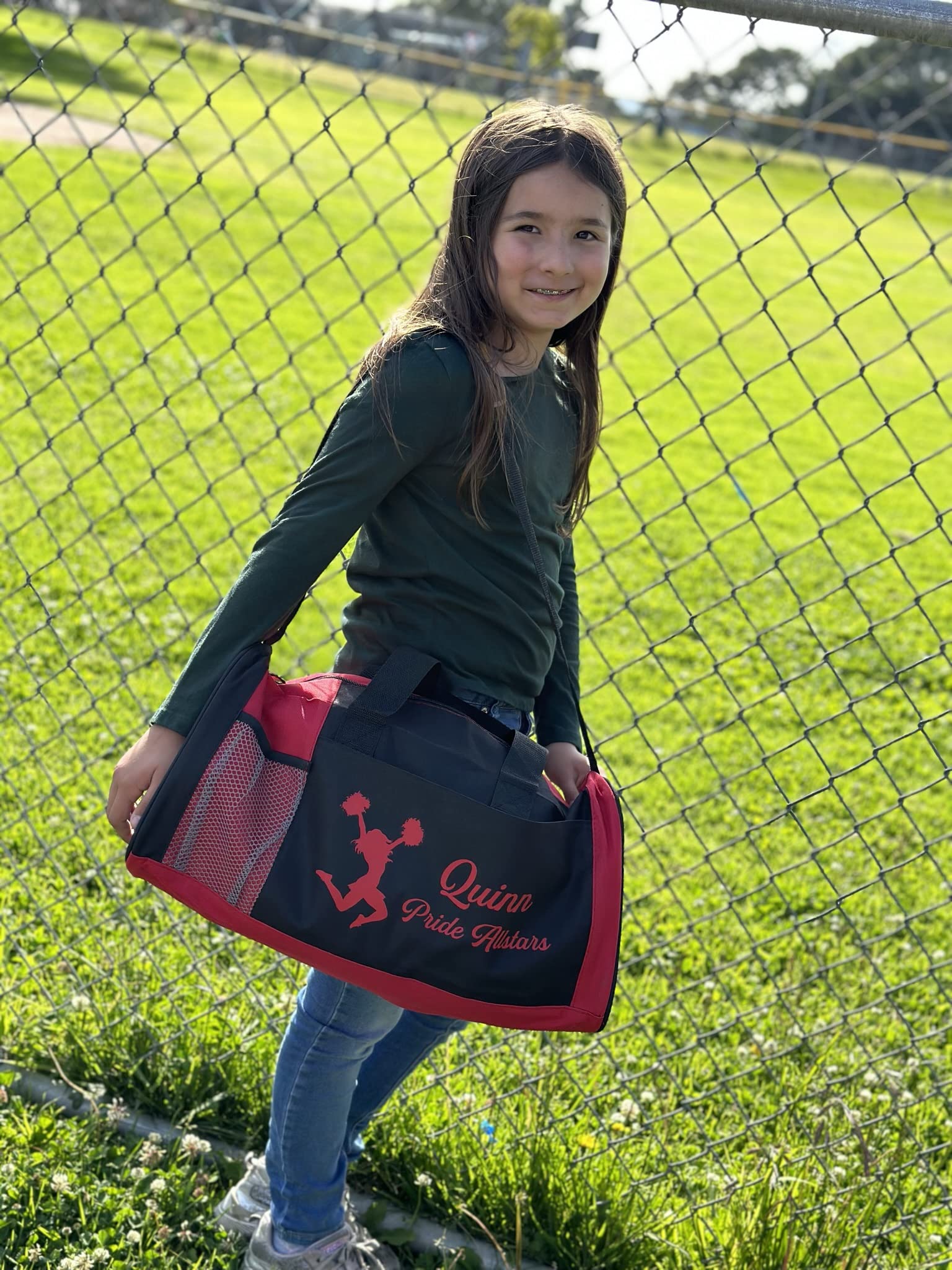 Personalized Kids 18 Inch Sport Duffel Bag With Custom Name & Text - Cheerleading