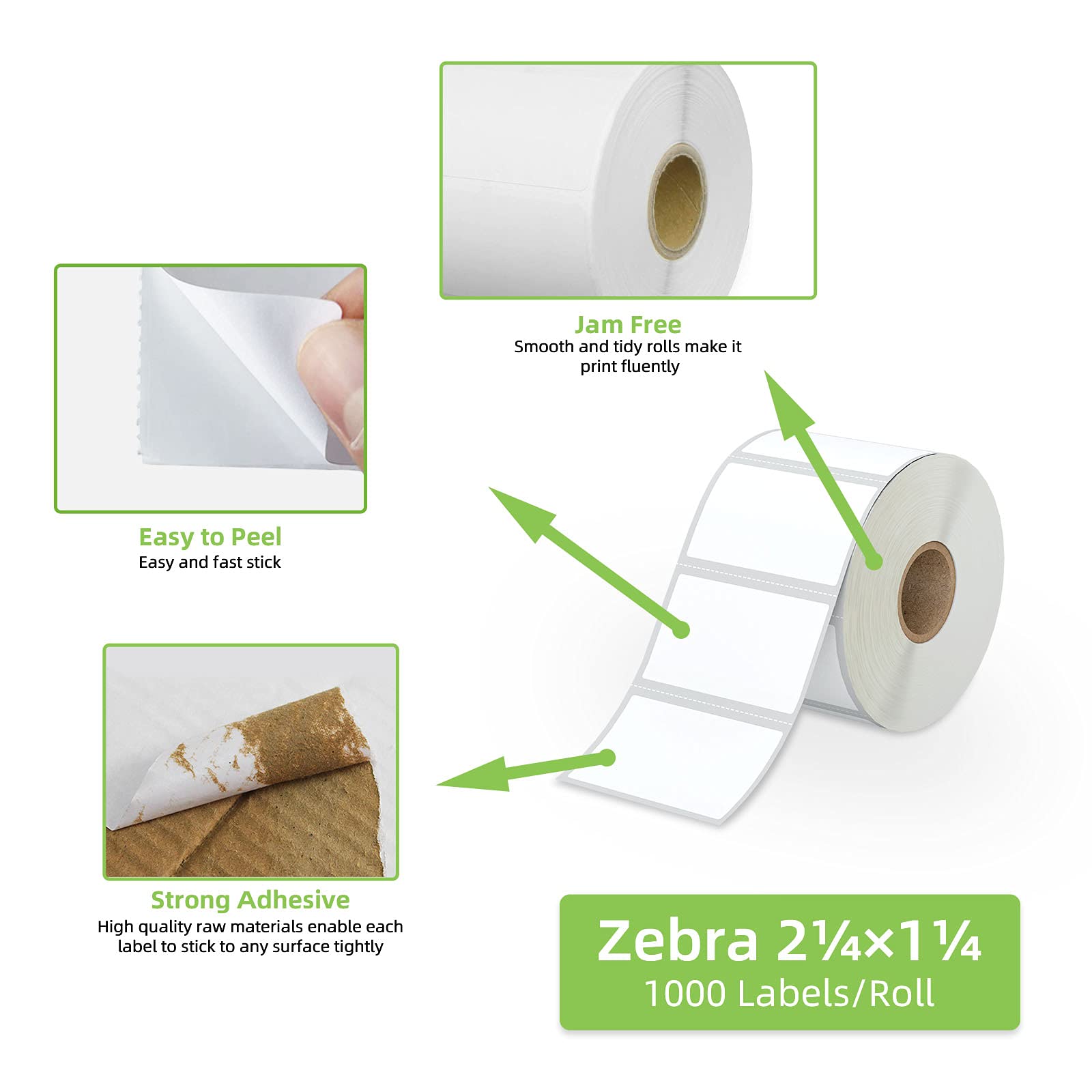 Anylabel 2.25" x 1.25" Direct Thermal Labels, White Thermal Printer Labels for Barcode, Thermal Stickers Compatible with Zebra, Rollo, Munbyn Thermal Labels Printers (12 Rolls, 1000 Labels/Roll)