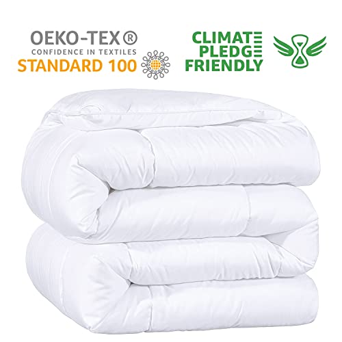 Kingsley trend King Comforter Duvet Insert - All Season Quilted Ultra Soft Breathable Down Alternative King Size Comforter, Box Stitch White Comforter with Corner Tabs, King 104x92