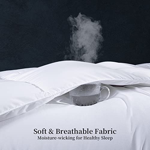 Kingsley trend King Comforter Duvet Insert - All Season Quilted Ultra Soft Breathable Down Alternative King Size Comforter, Box Stitch White Comforter with Corner Tabs, King 104x92