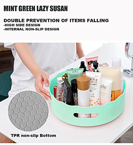 Lazy Susan Set of 2, Turntable Organizer Containers, Cabinet Pantry Organizer, Rotating Spice Rack for Kitchen, Fridge, Countertop, Bedroom, Home Office, Bathroom, Size 11.5" and 9.5"(Mint Green)
