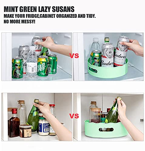 Lazy Susan Set of 2, Turntable Organizer Containers, Cabinet Pantry Organizer, Rotating Spice Rack for Kitchen, Fridge, Countertop, Bedroom, Home Office, Bathroom, Size 11.5" and 9.5"(Mint Green)