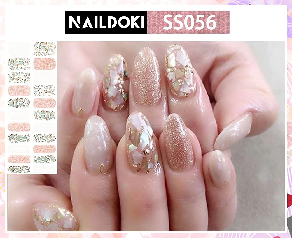 NAILDOKI Nail Stickers 6 Sheets x 22 Pieces Full Wraps Nail Polish Strips, Self-Adhesive Gel Nail Art Decals for Women Girls