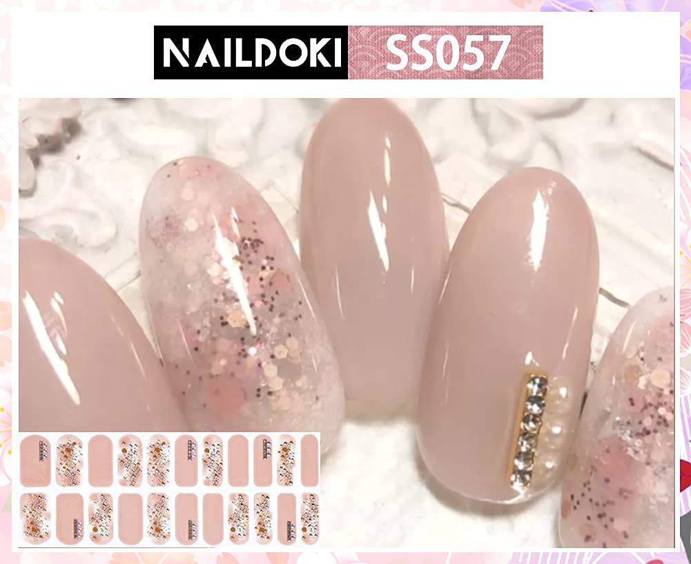 NAILDOKI Nail Stickers 6 Sheets x 22 Pieces Full Wraps Nail Polish Strips, Self-Adhesive Gel Nail Art Decals for Women Girls