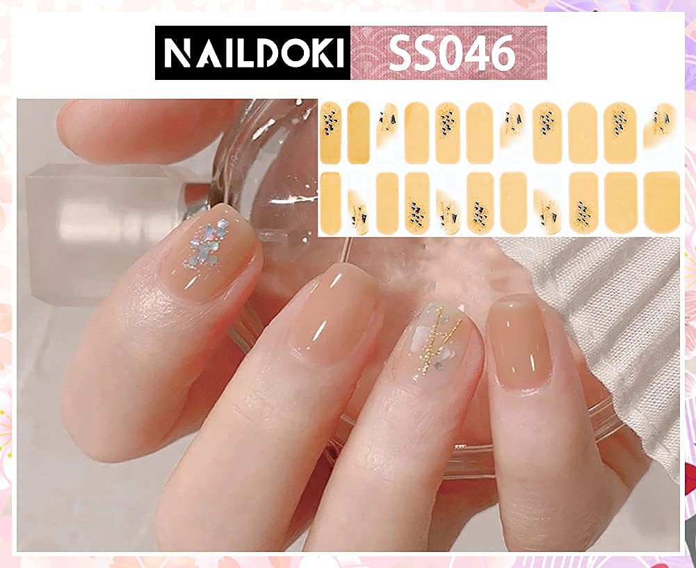 NAILDOKI Nail Stickers 6 Sheets x 22 Pieces Full Wraps Nail Polish Strips, Self-Adhesive Gel Nail Art Decals for Women Girls