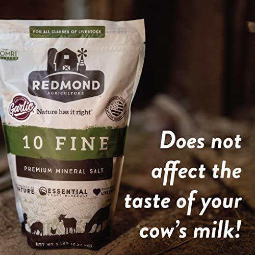 Redmond Agriculture 10 Fine with Garlic- Premium Mineral Salt with Essential Trace Minerals and Pest Prevention