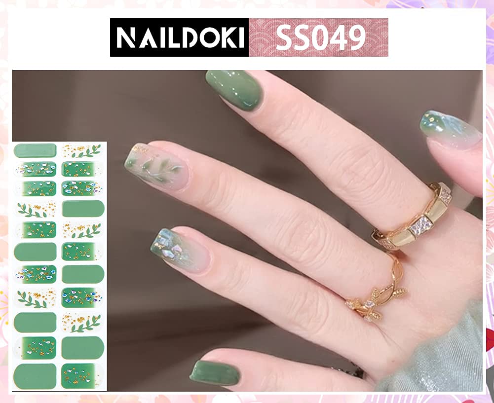 NAILDOKI Nail Stickers 6 Sheets x 22 Pieces Full Wraps Nail Polish Strips, Self-Adhesive Gel Nail Art Decals for Women Girls