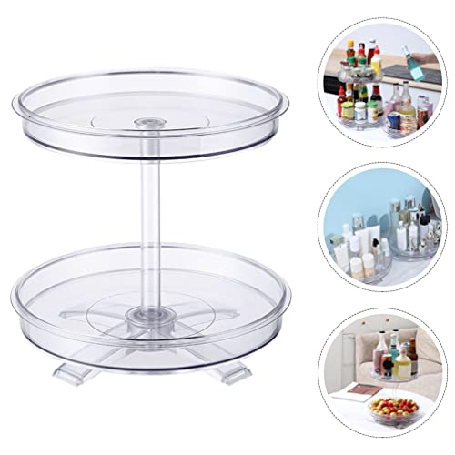DOITOOL Kitchen Jar Holder Turntable Rack 2-Tier Rotating Cosmetics Organizer Makeup Storage Holder Kitchen Counter Cabinet Organizer Tray Seasoning Bottle Rack