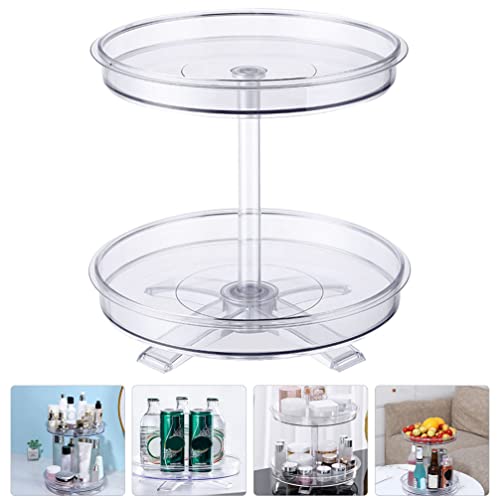 DOITOOL Kitchen Jar Holder Turntable Rack 2-Tier Rotating Cosmetics Organizer Makeup Storage Holder Kitchen Counter Cabinet Organizer Tray Seasoning Bottle Rack