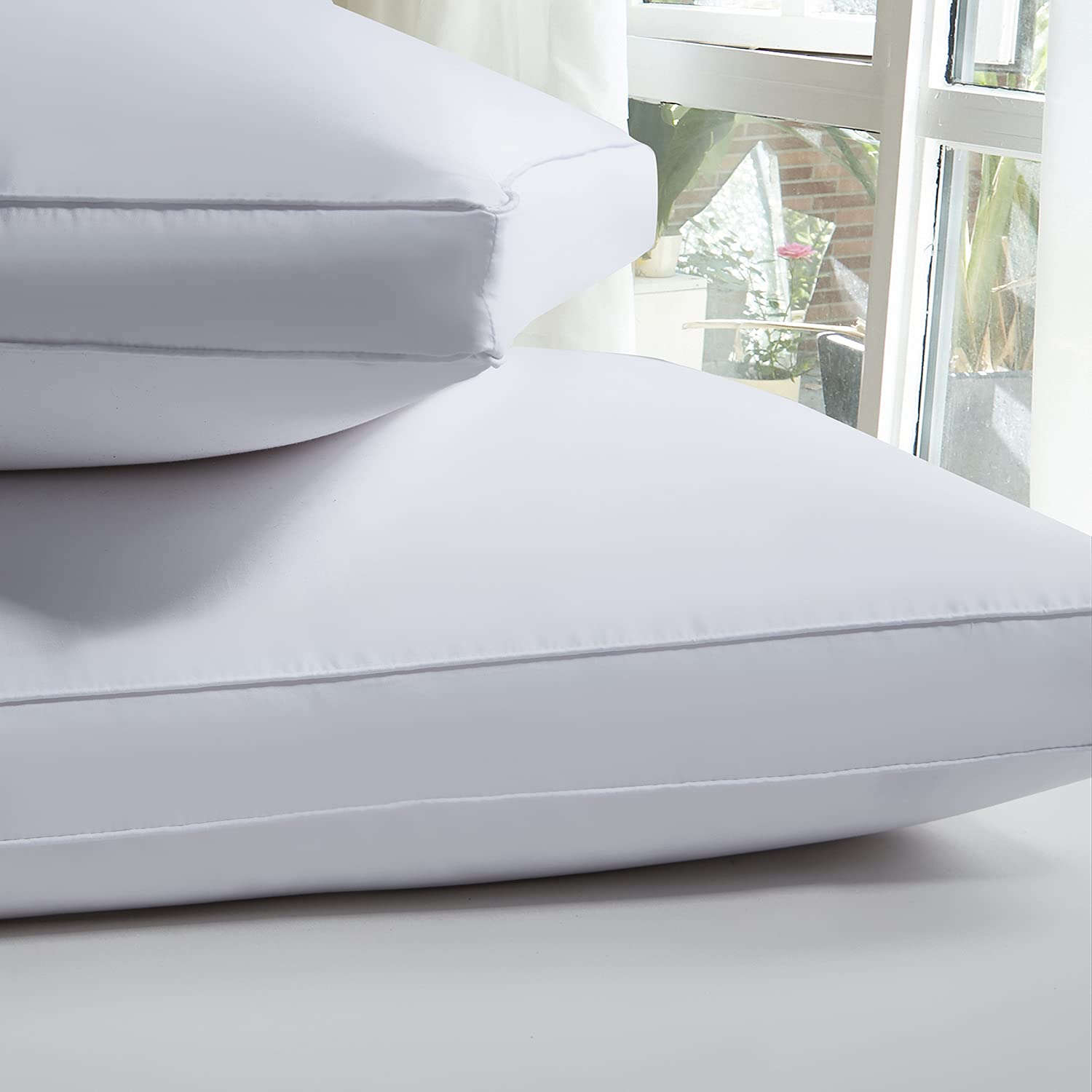 Beautyrest BT-DP-34 Sateen Cotton Hypoallergenic European White Goose Down Pillow with 2'' Gusset, King