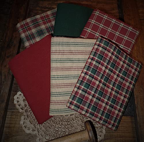 Primitive Homespun Fabric~Christmas Spruce~Farmhouse Rustic Fabric~ (Strips (50) 1" x 18") (Jelly Roll (15) 2.5” x 44”)