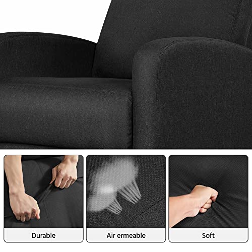 Yaheetech 2-Seat Fabric Pushback Recliner Chair with Thick Seat Cushion and Backrest Reclining Chair for Living Room Home Theater Matte Black